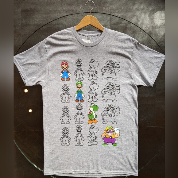 Nintendo | Shirts | Nwt Super Mario Characters Tshirt Gray Size M ...